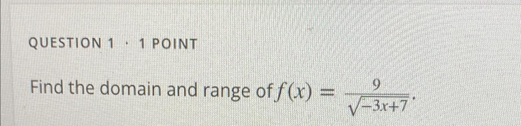 Solved QUESTION 1 - 1 ﻿POINTFind the domain and range of | Chegg.com