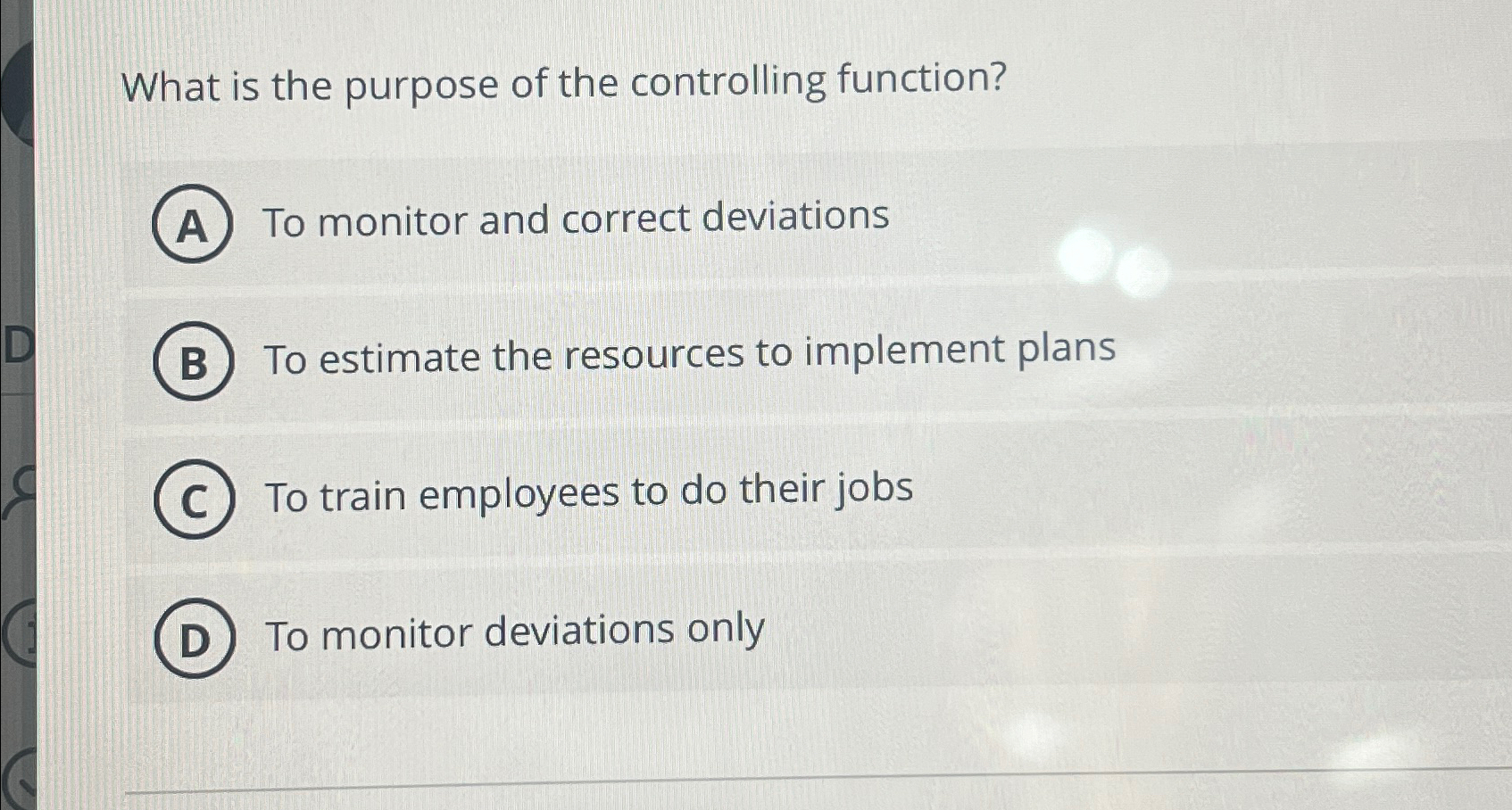Solved What Is The Purpose Of The Controlling Functionto