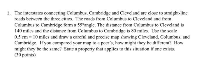 Solved 3. The interstates connecting Columbus, Cambridge and | Chegg.com