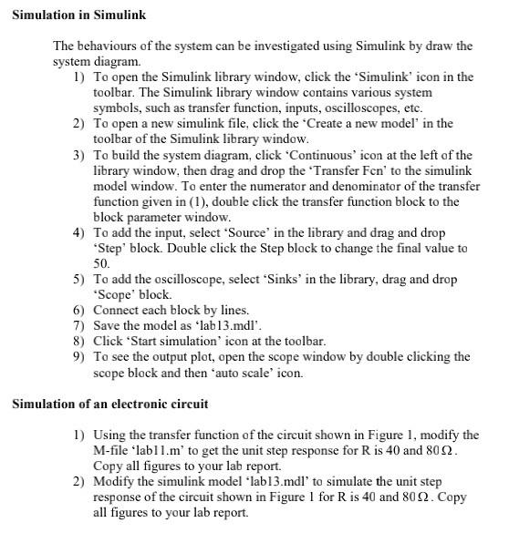 Solved Simulation in Simulink The behaviours of the system | Chegg.com