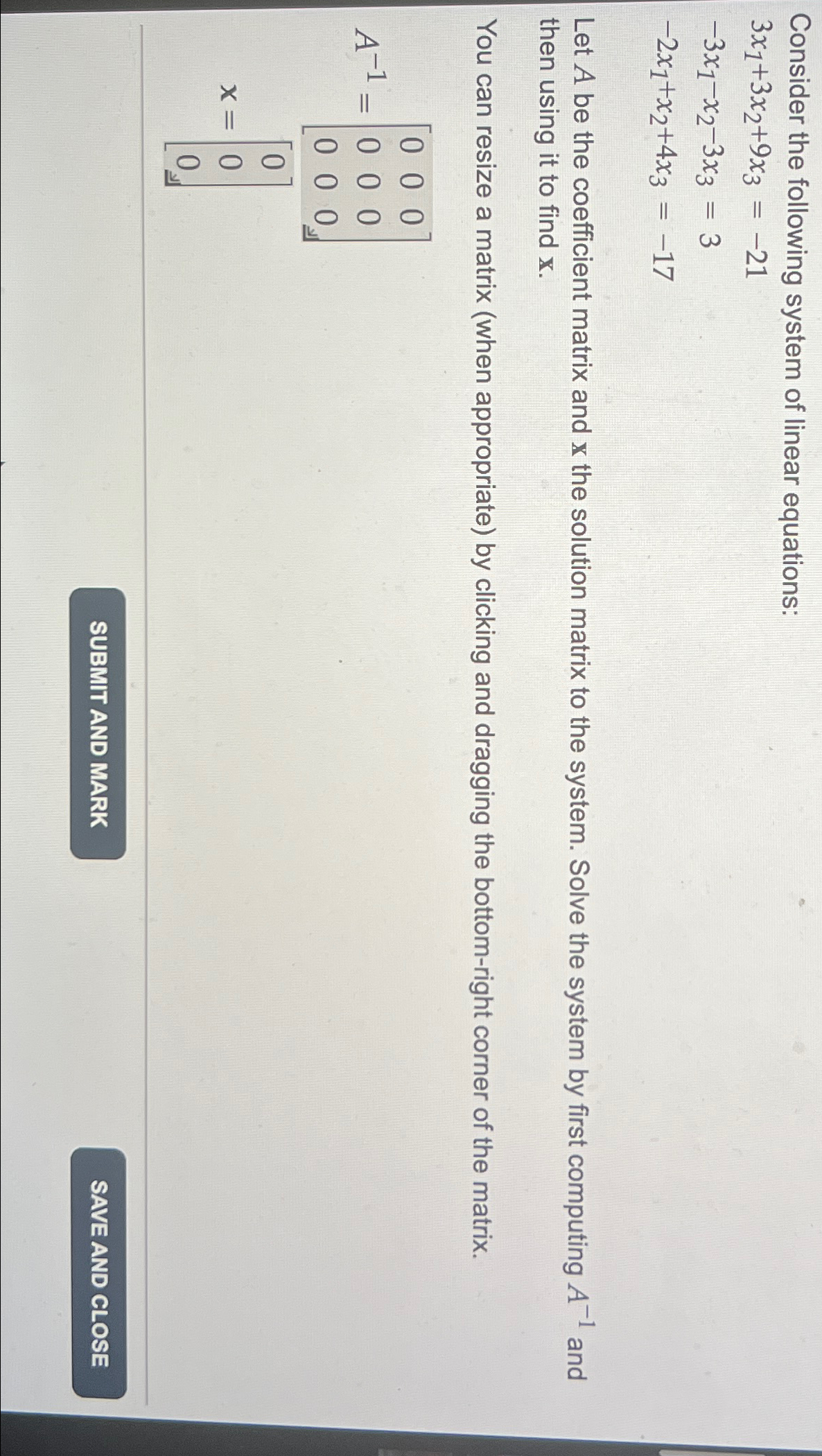 Solved Consider the following system of linear | Chegg.com