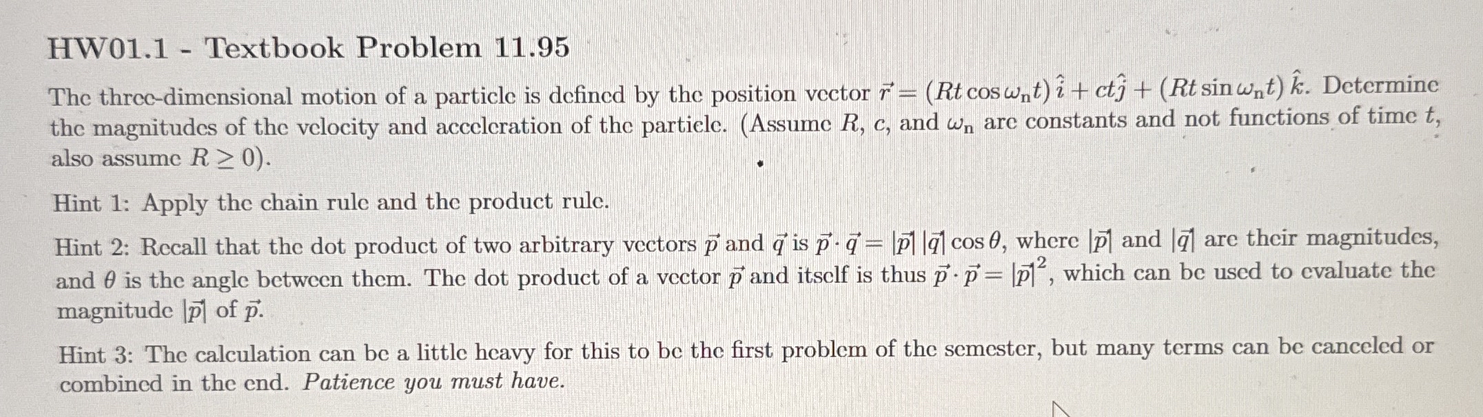 Solved HW01.1 - ﻿Textbook Problem 11.95The three-dimensional | Chegg.com