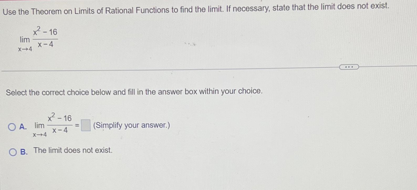 Solved Use the Theorem on Limits of Rational Functions to | Chegg.com