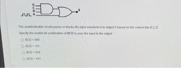 Solved The enableldisable circuit passes or blocks the input | Chegg.com