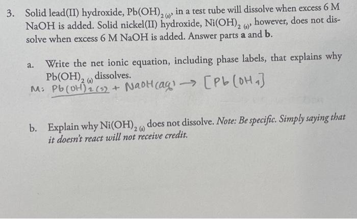 wouldn't it form a complex ion? i need help! | Chegg.com