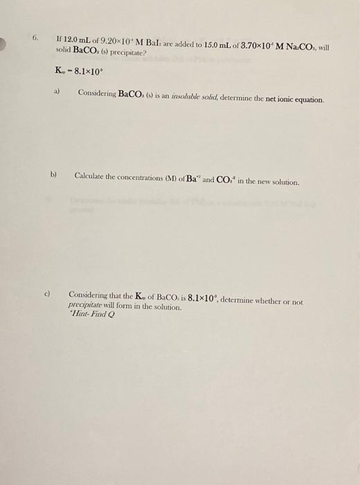 Solved a) Write the balanced equation for the equilibrium of | Chegg.com