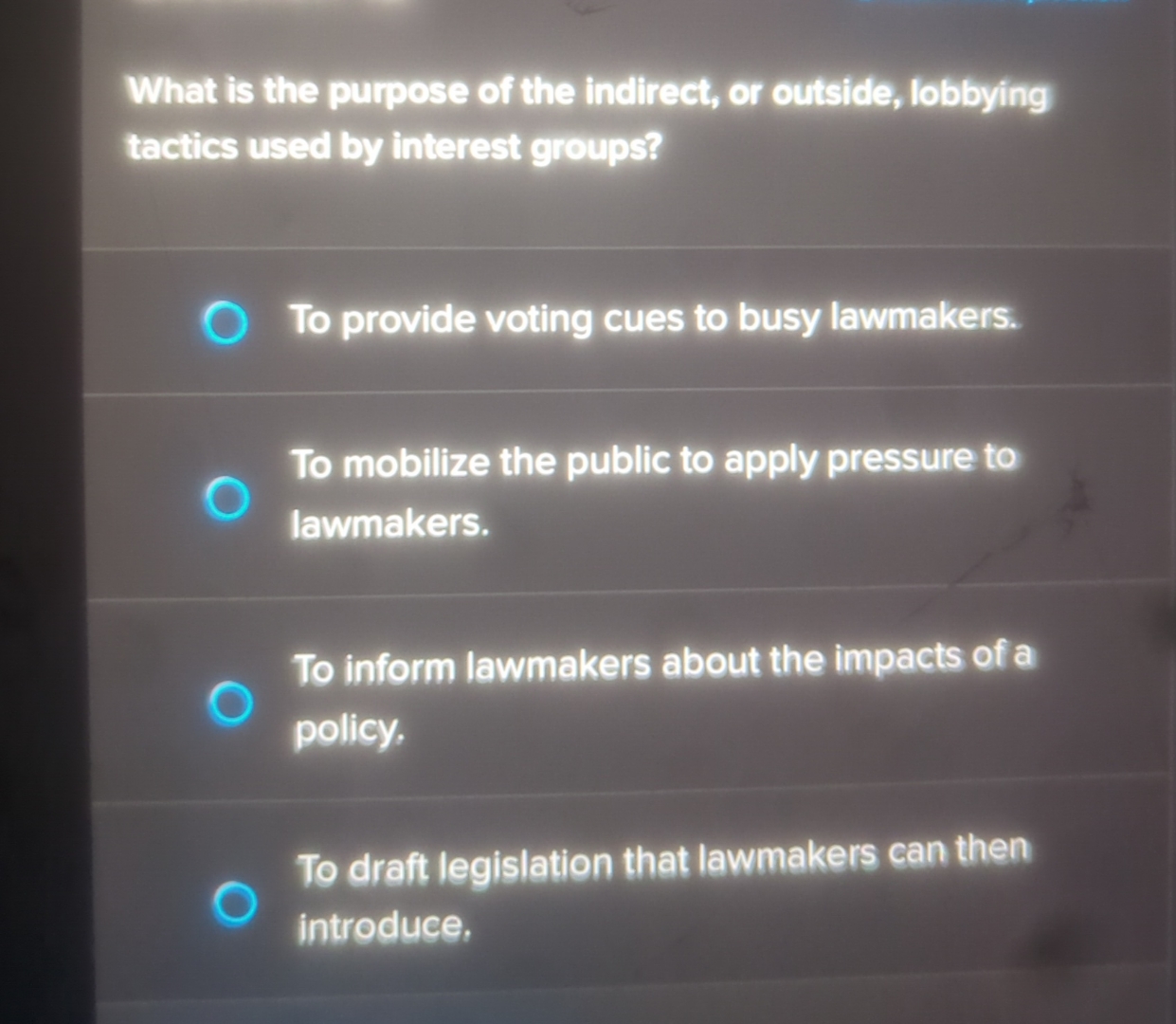 Solved What is the purpose of the indirect, or outside, | Chegg.com