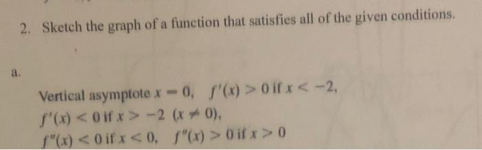 Solved 2. Sketch the graph of a function that satisfies all | Chegg.com