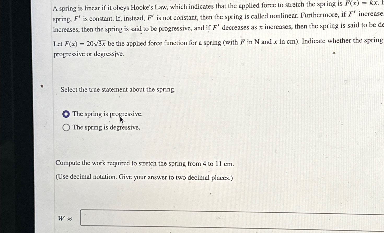 Solved A spring is linear if it obeys Hooke's Law, which | Chegg.com