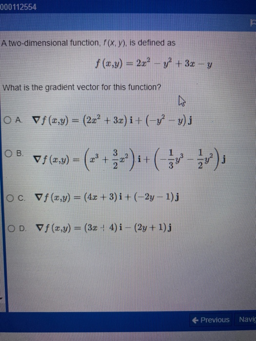 Solved 000112554 A two-dimensional function, f(x,y), is | Chegg.com