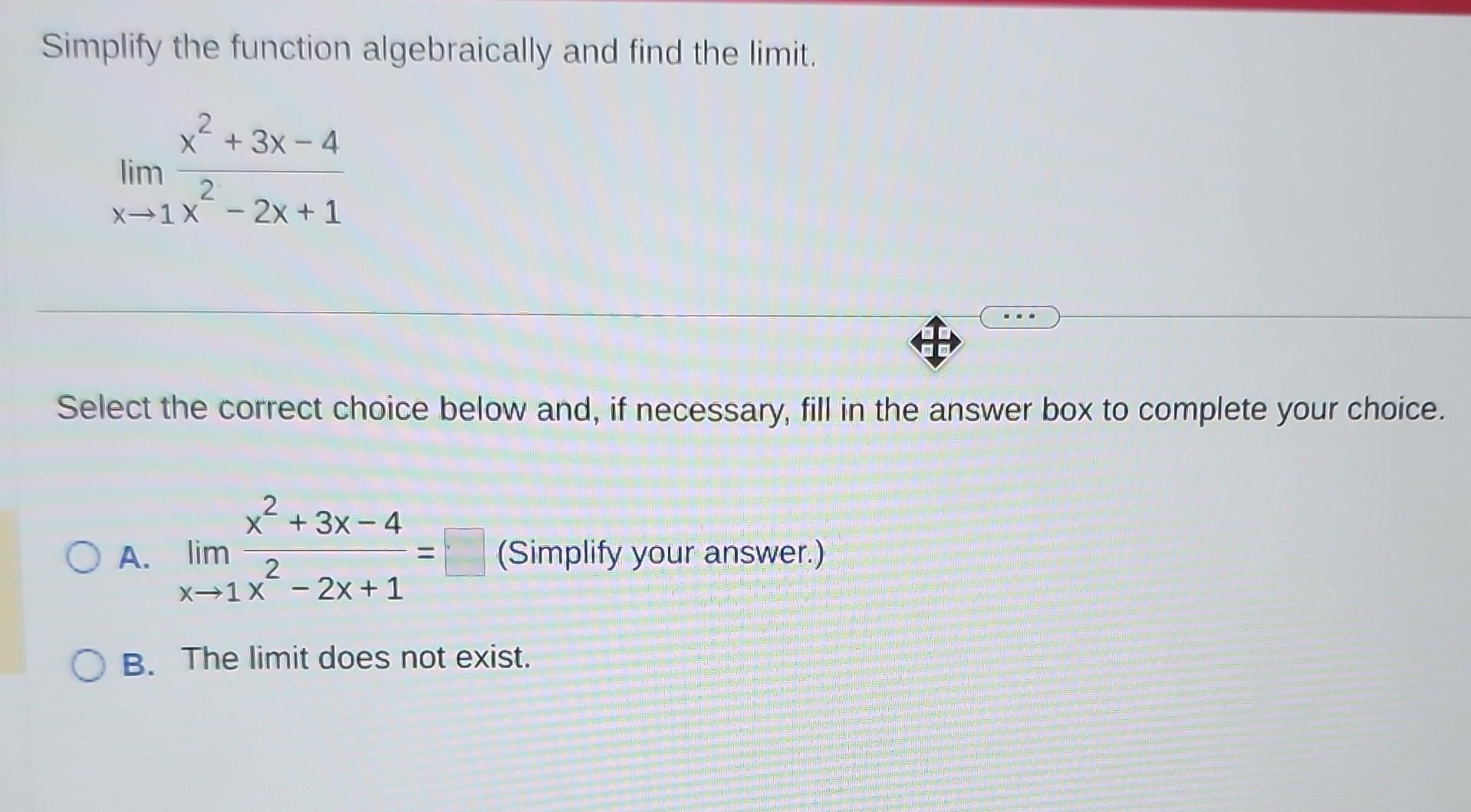 Solved Simplify the function algebraically and find the | Chegg.com