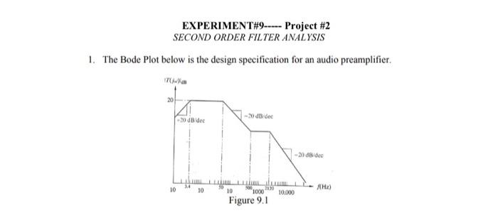 Solved EXPERIMENT#9----- Project #2 SECOND ORDER FILTER | Chegg.com