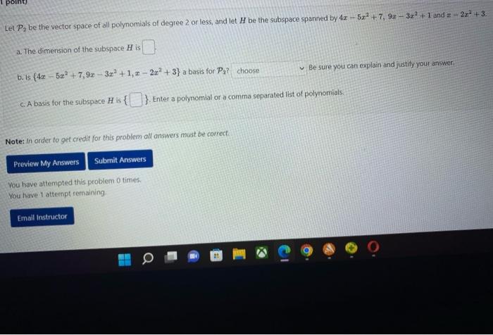 Solved Let P2 Be The Vector Space Of All Polynomials Of