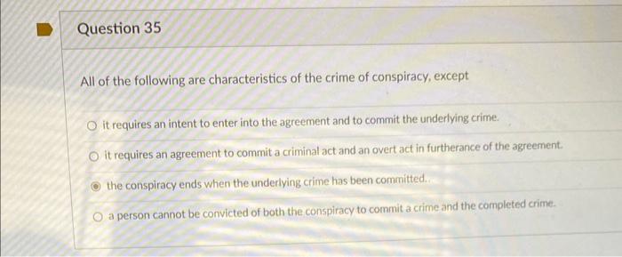 All of the following are characteristics of the crime | Chegg.com