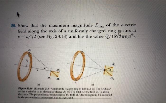 Solved 29. Show that the maximum magnitude Emax of the | Chegg.com