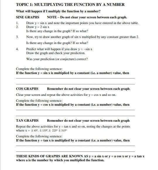 Solved 1. TOPIC 1: MULTIPLYING THE FUNCTION BY A NUMBER What | Chegg.com