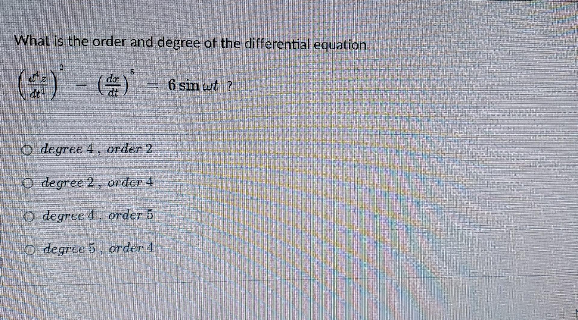 Solved What is the order and degree of the differential | Chegg.com