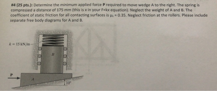 Solved 4 25 Pts Determine The Minimum Applied Force P