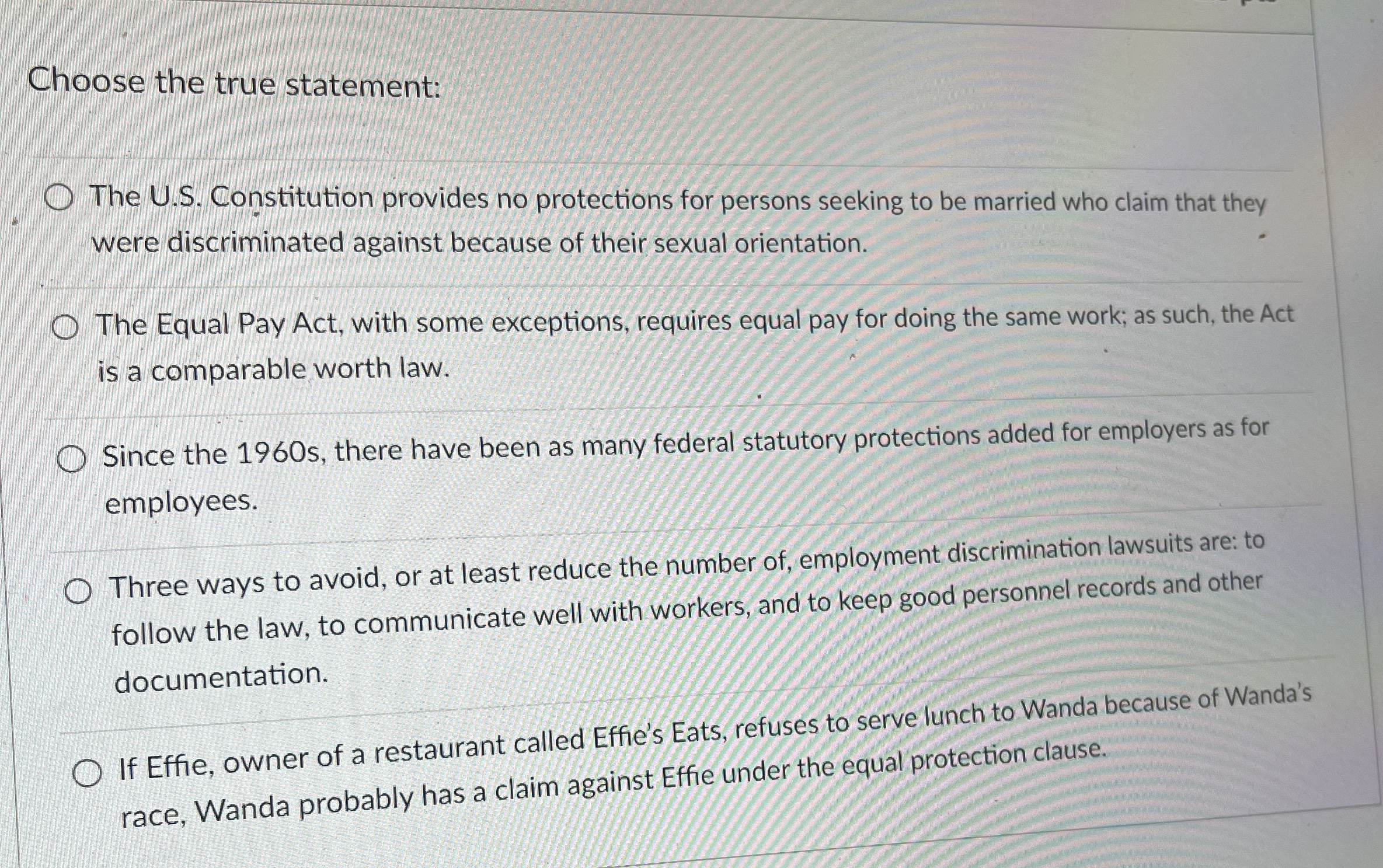 Solved Choose the true statement:The U.S. ﻿Constitution | Chegg.com