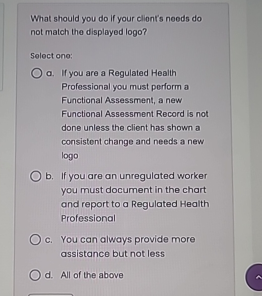 Solved What should you do If your cllent's needs do not | Chegg.com