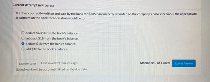 Solved Current Attempt in Progress If a check correctly | Chegg.com