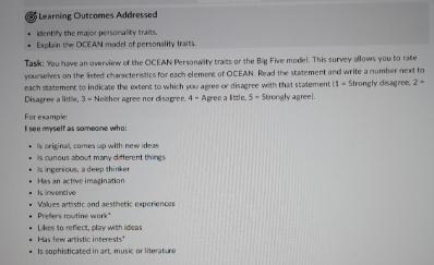 Solved Learning Outcomes AddressedEplan to OCEAV made of | Chegg.com