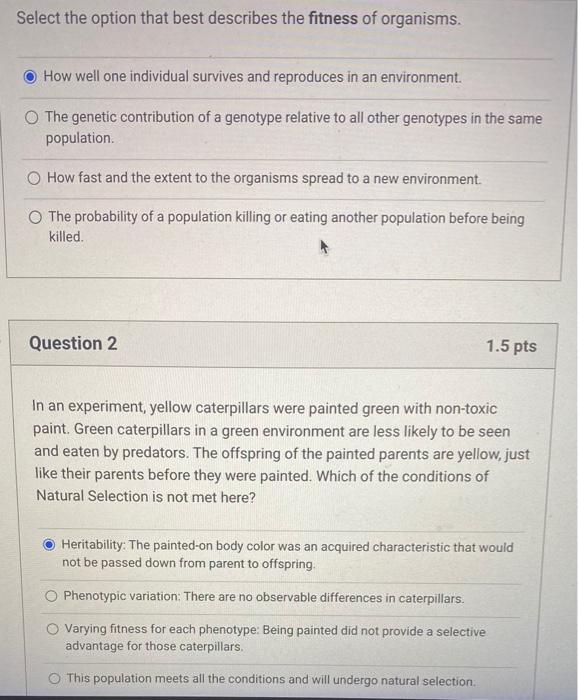 Solved Select the option that best describes the fitness of | Chegg.com