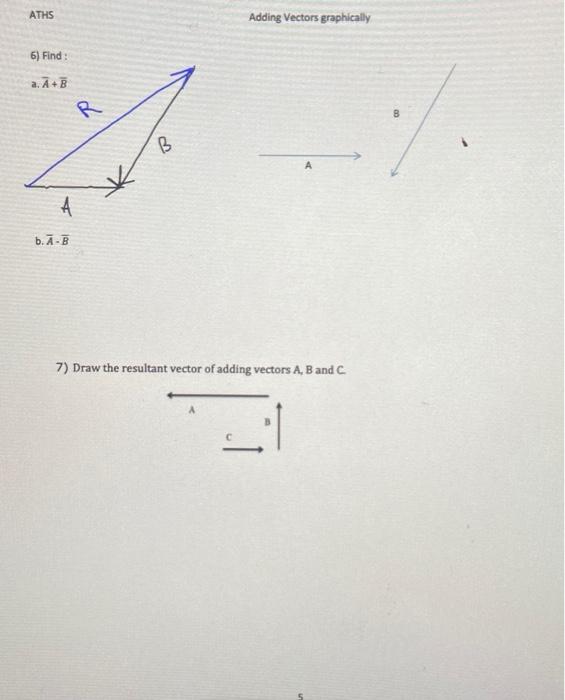 Solved ATHS Adding Vectors graphically 6) Find a. A+B R B A | Chegg.com