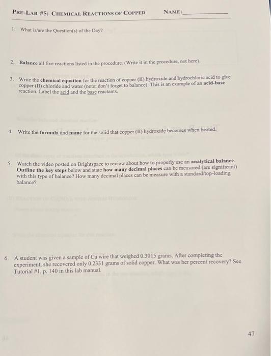 Solved Pre-LAB ASSIGNMENT After teading through the | Chegg.com
