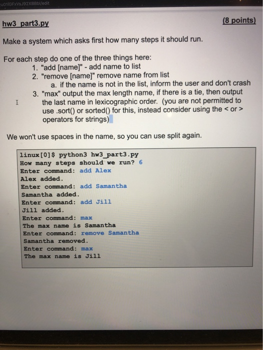 Solved BOTIGFXVS.J92X38b/edit hw3 part3.py (8 points) Make a | Chegg.com