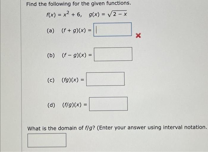 Solved Find the following for the given functions. | Chegg.com