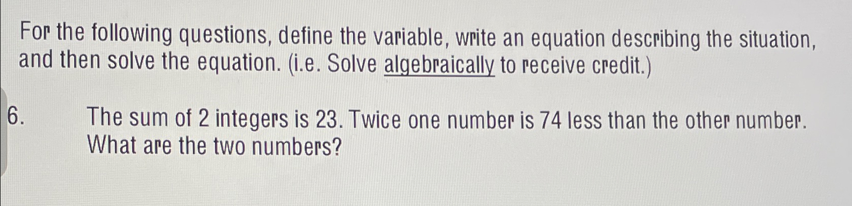 Solved For the following questions, define the variable, | Chegg.com
