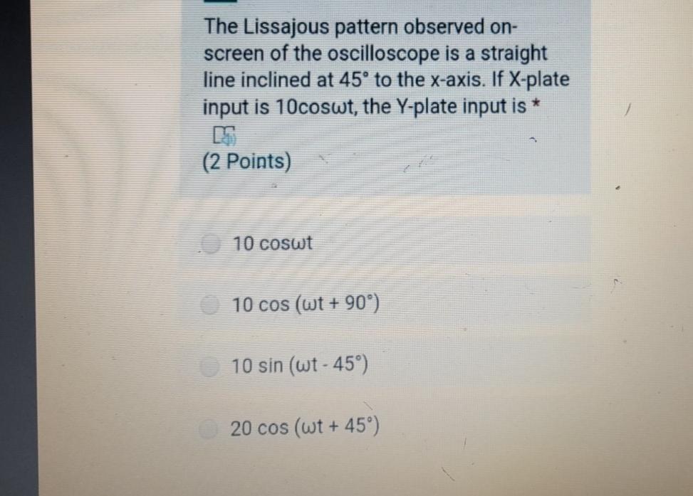 Solved The Lissajous pattern observed on- screen of the | Chegg.com