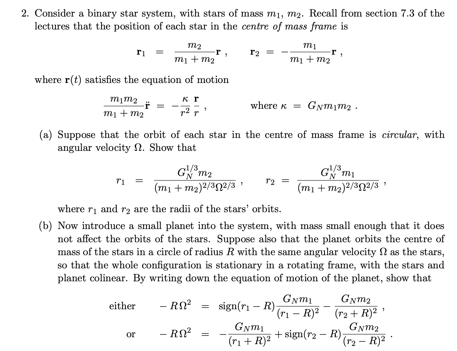 Consider a binary star system, with stars of mass | Chegg.com