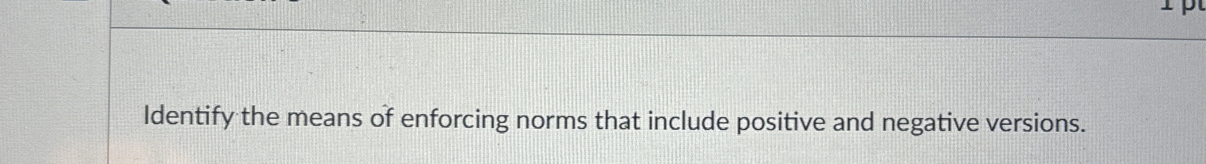 Solved Identify the means of enforcing norms that include | Chegg.com