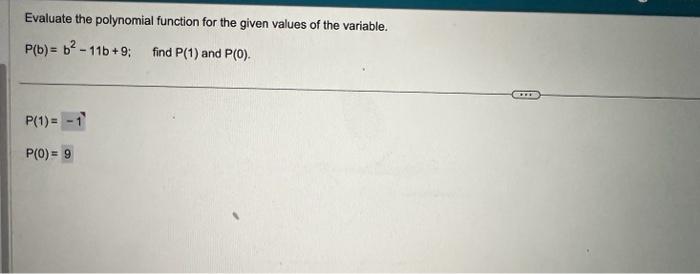 Solved Evaluate the polynomial function for the given values | Chegg.com