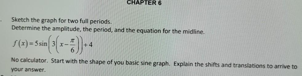 Solved CHAPTER 6 Sketch the graph for two full periods. | Chegg.com