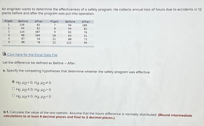 Solved An engineer wants to determine the effectiveness of a | Chegg.com