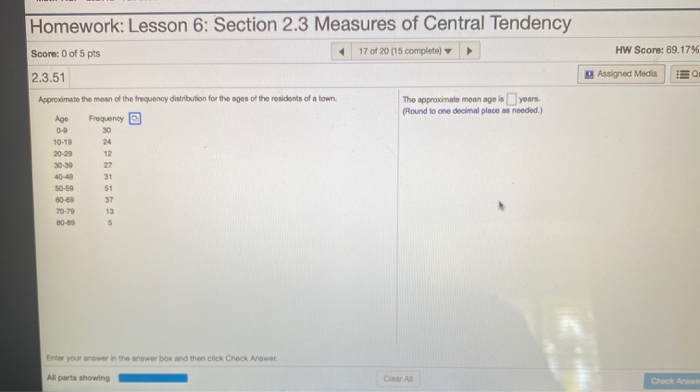 Solved Homework: Lesson 6: Section 2.3 Measures of Central | Chegg.com