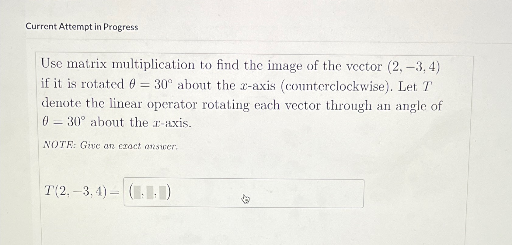 Solved Current Attempt in ProgressUse matrix multiplication | Chegg.com