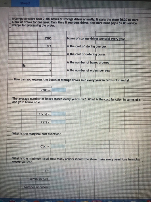 Solved Sheet A computer store sells 7,200 boxes of storage | Chegg.com