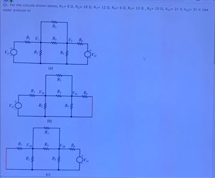 Solved Q1. For the circuits shown below, | Chegg.com