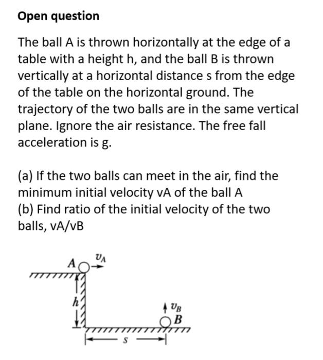 Solved Open question The ball A is thrown horizontally at | Chegg.com