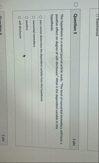 Solved ExperimentalQuestion 51 ﻿ptsThe hypothesis in a | Chegg.com
