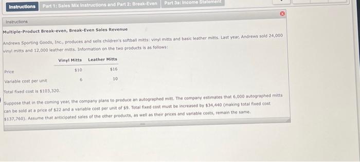 Solved 3a. Prepare an income statement for Andrews Sporting | Chegg.com