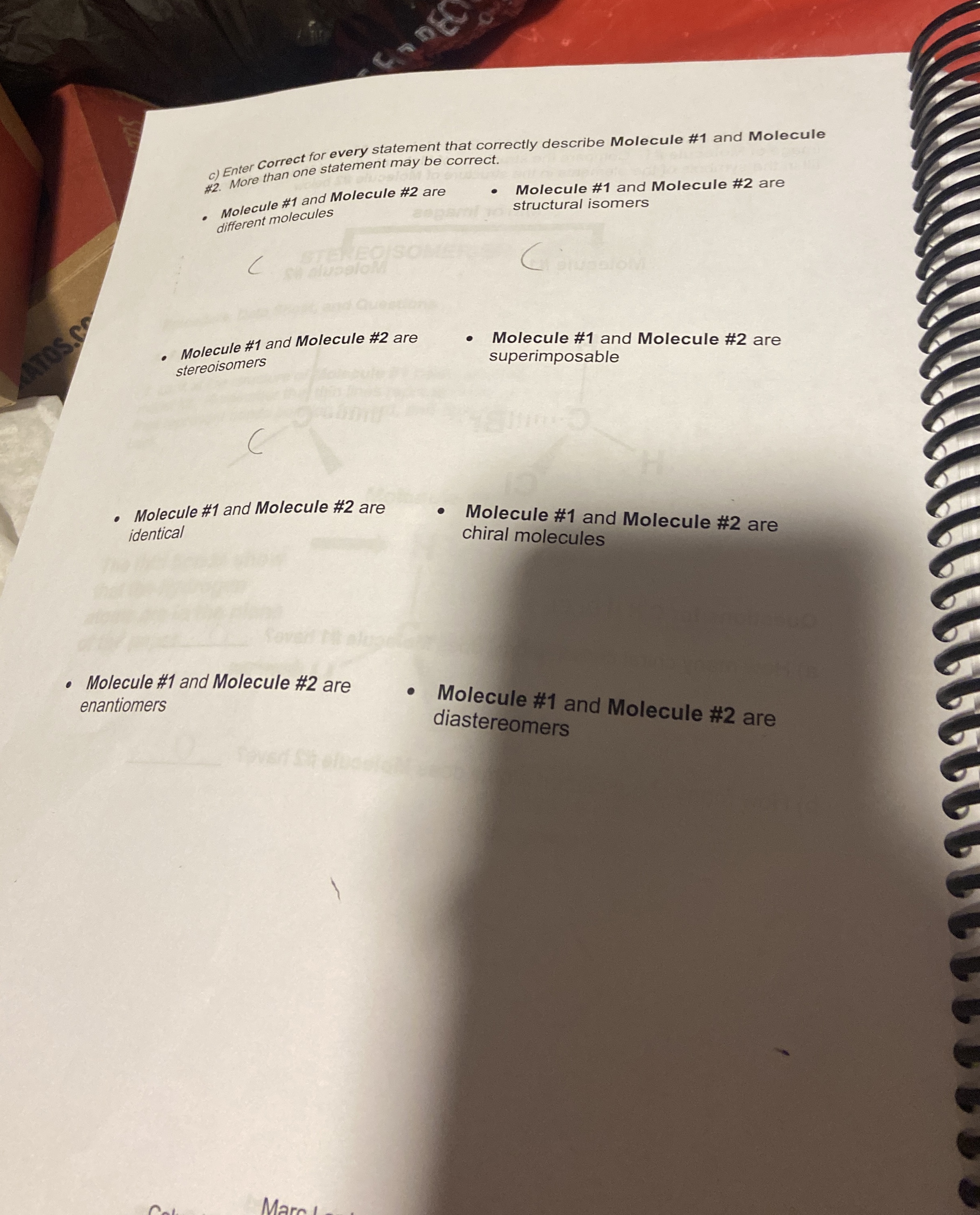 Solved c) ﻿Enter Correct for every statement that correctly | Chegg.com