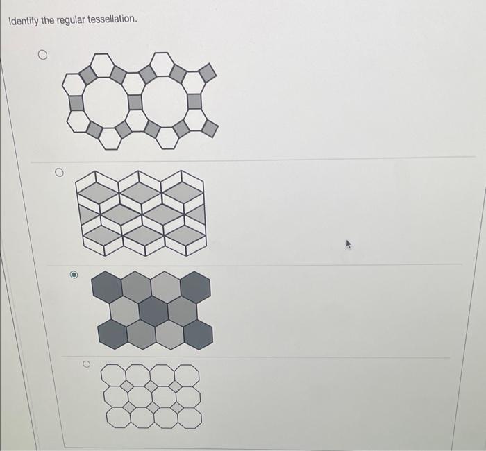 Solved Identify the regular tessellation. | Chegg.com
