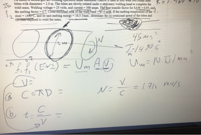 Solved Problem 6 (SI units) A submerged arc welding | Chegg.com