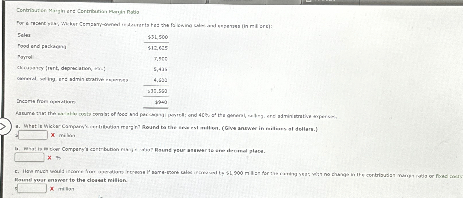 Solved Contribution Margin and Contribution Margin RatioFor | Chegg.com
