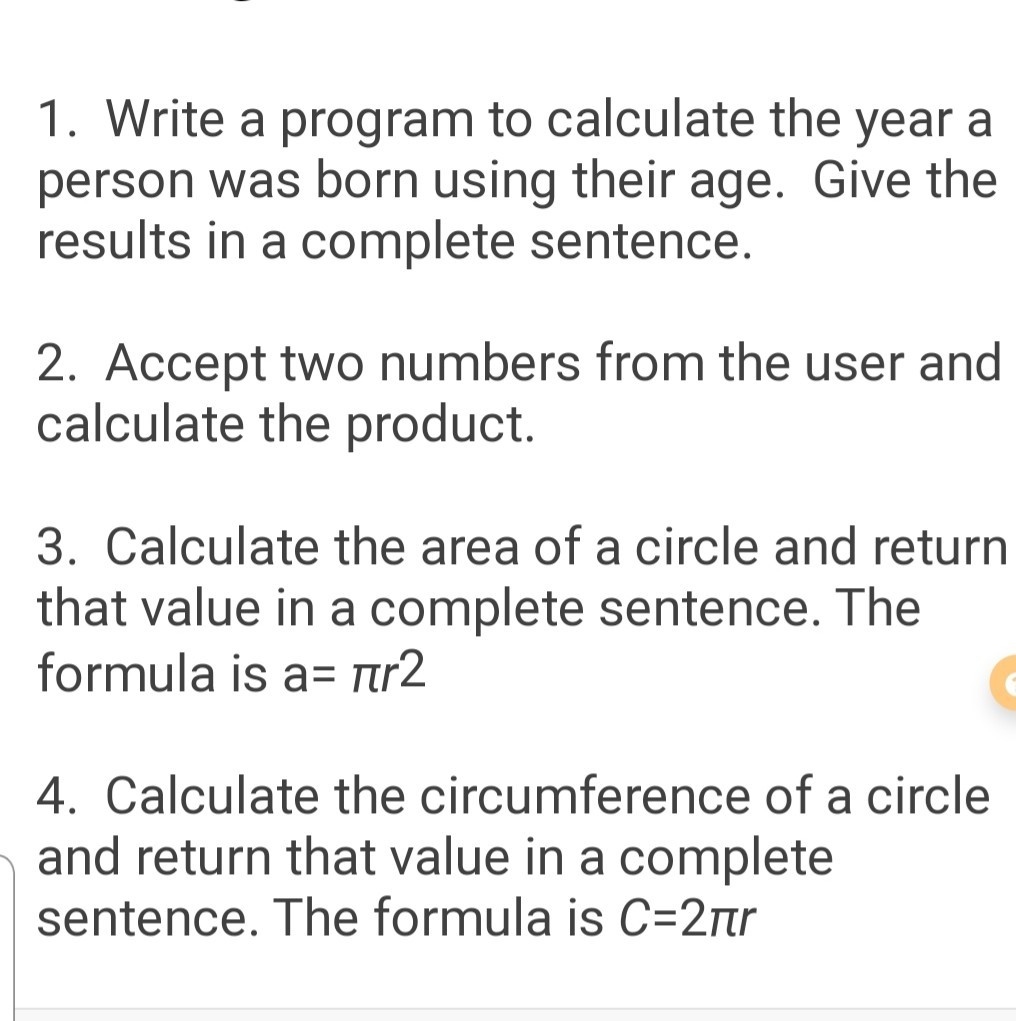 Solved 1. Write a program to calculate the year a person was | Chegg.com